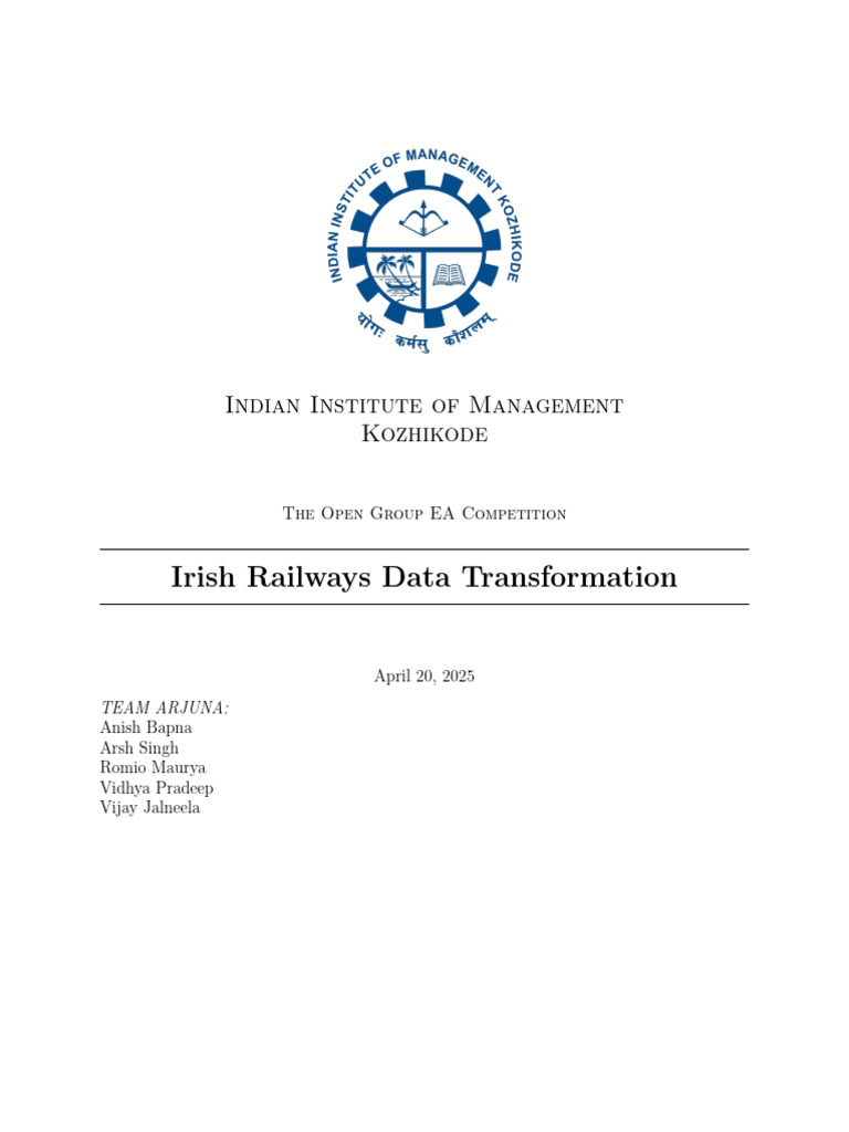Irish Railways Data Transformation Plan | PDF | Data | Information