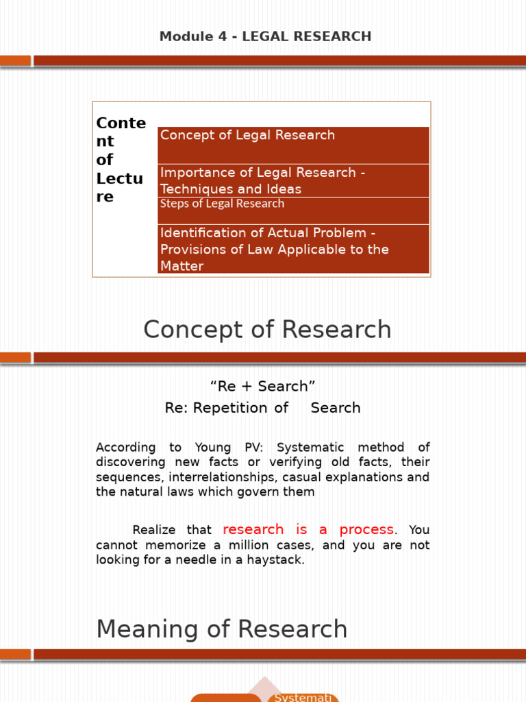 Legal Research Techniques and Steps | PDF | Methodology | Hypothesis