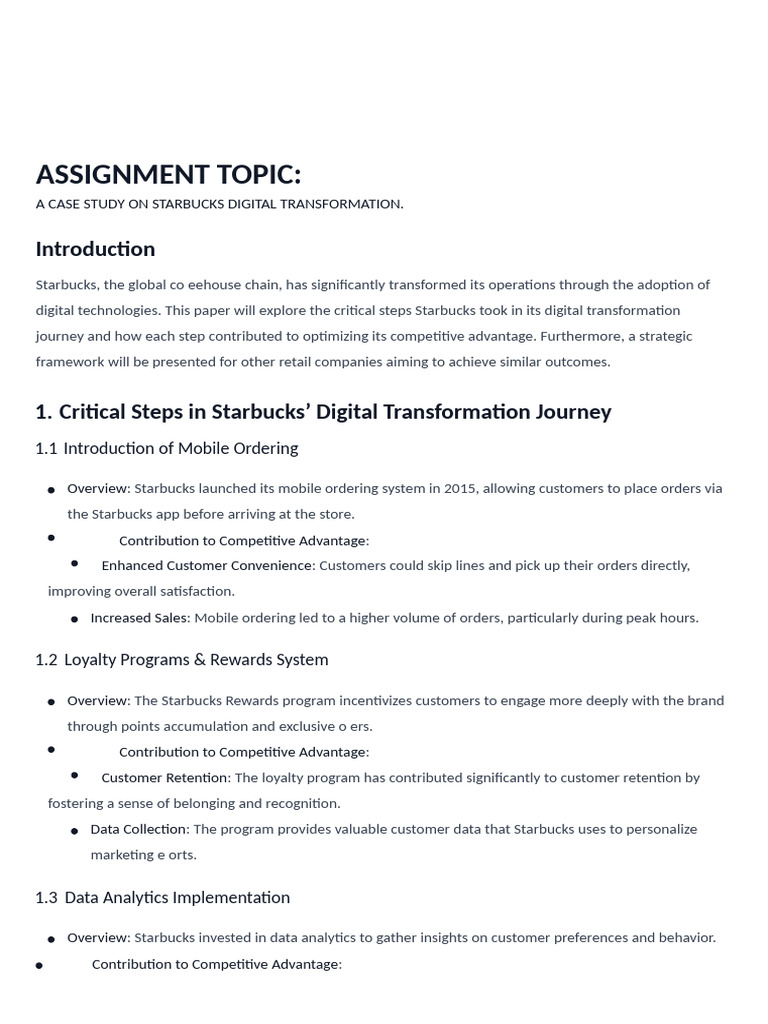 Starbucks' Digital Transformation Case Study | PDF | Analytics ...