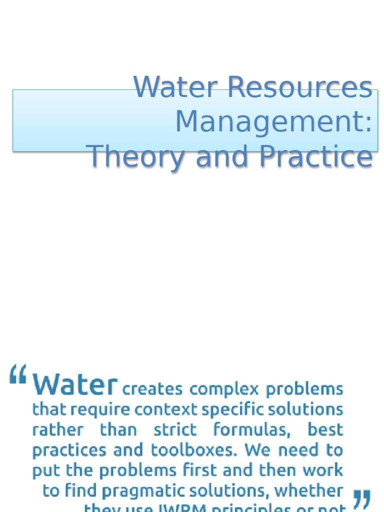 Integrated Water Resources Management Theory and Practice | PDF | Water ...