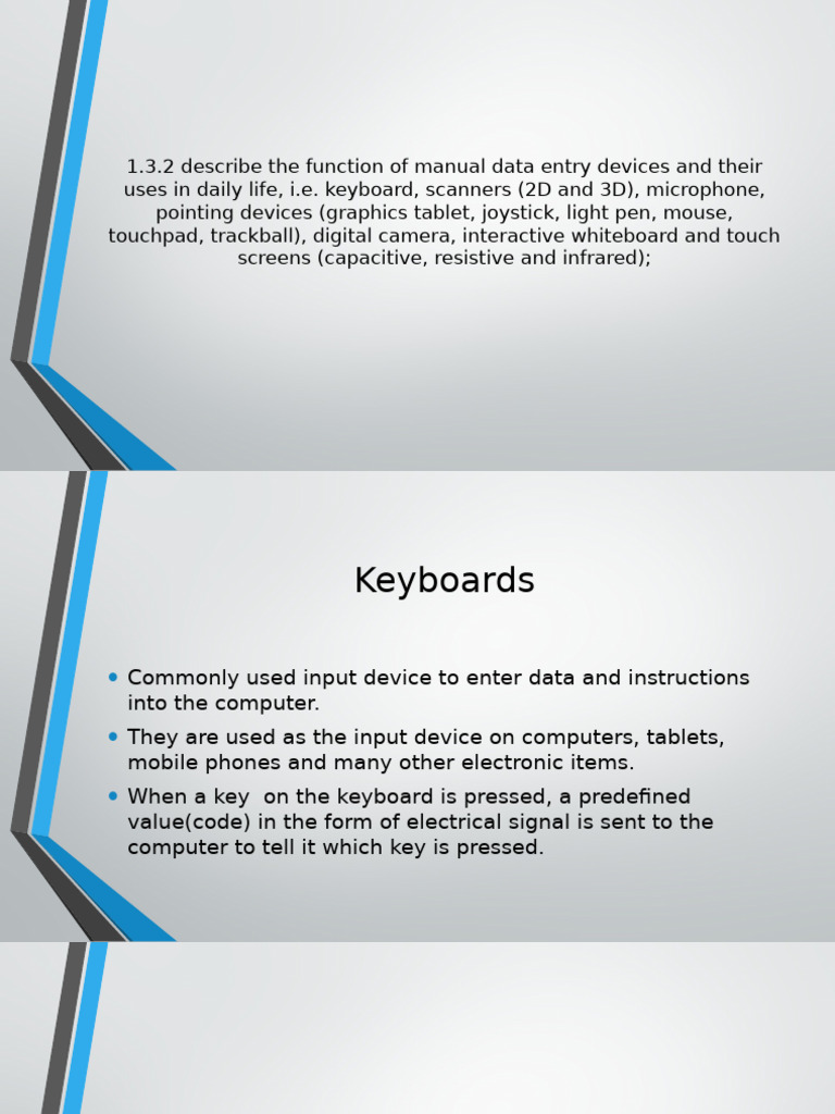 Function of Manual Data Entry Devices Updated | PDF | Cursor (User ...
