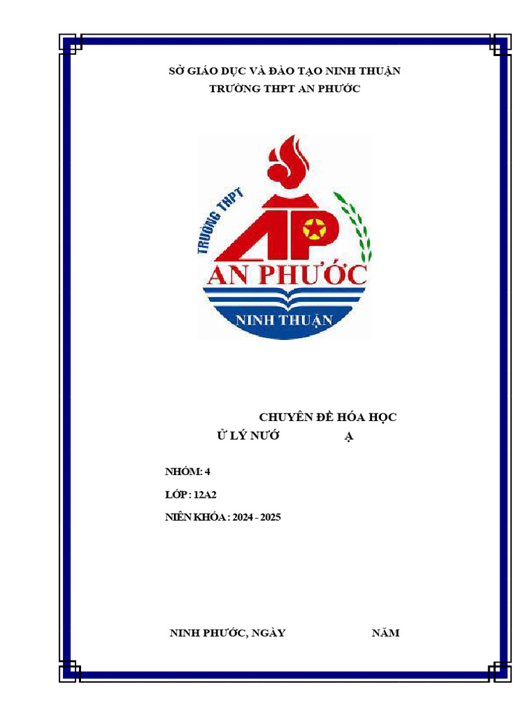 BÁO CÁO XỬ LÍ NƯỚC SINH HOẠT - TỔ 4 - 12A2 | PDF