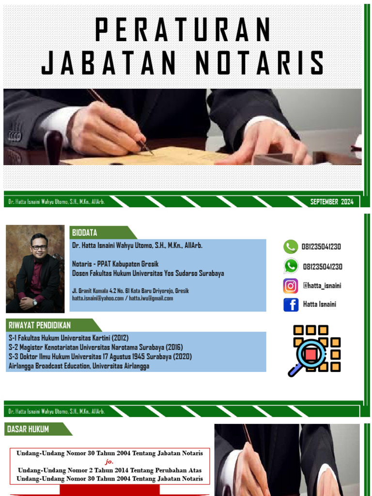 A. Peraturan Jabatan Notaris - Hatta Isnaini | PDF