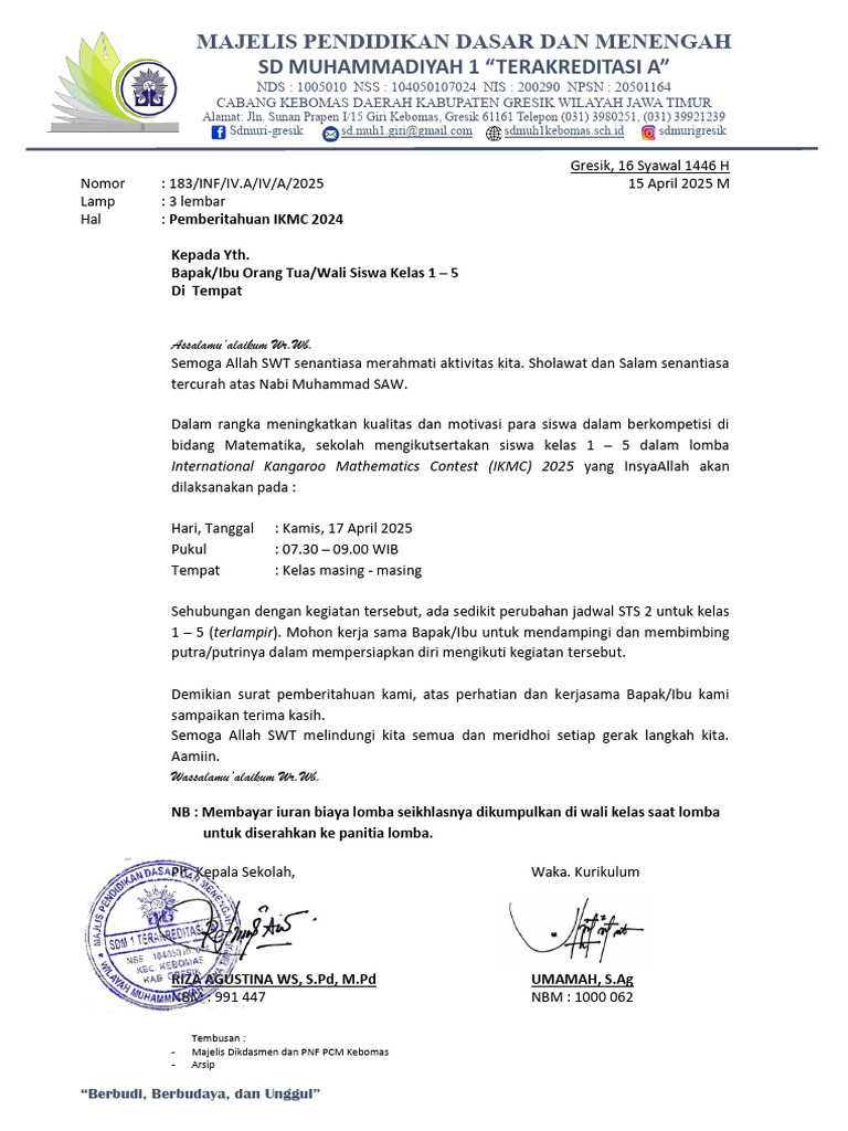 183 Surat Informasi IKMC 2025 | PDF