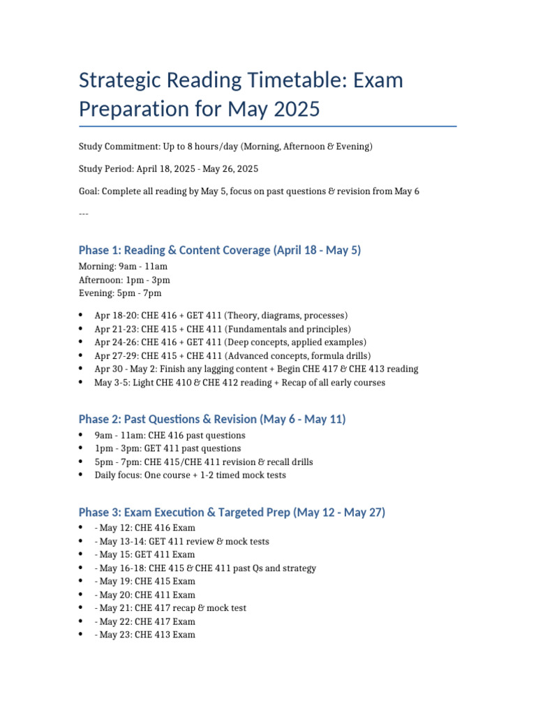 Advanced Strategic Reading Plan | PDF