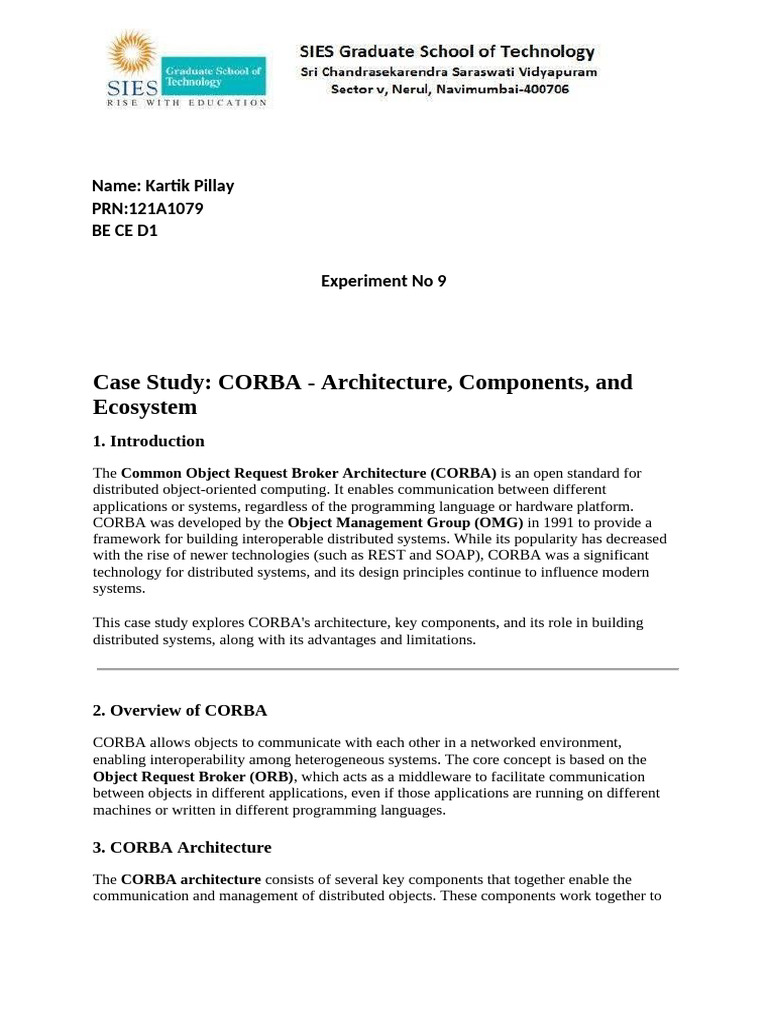 121A1079 Experiment No 9 DC | PDF | Common Object Request Broker Architecture | Object (Computer ...