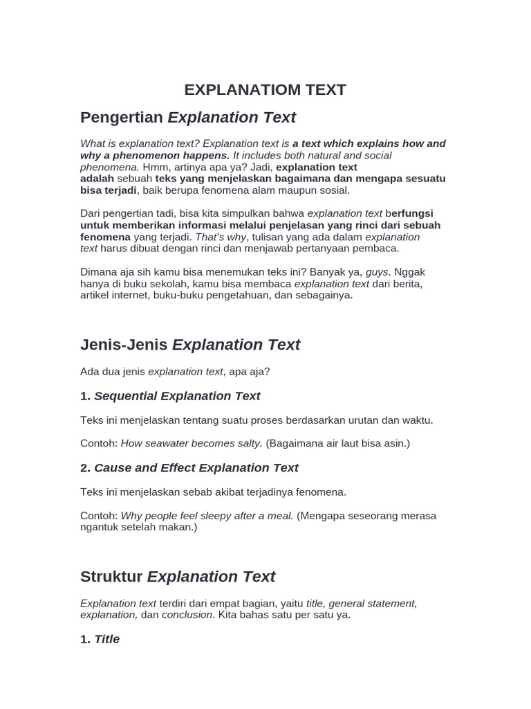 Explanation Text Kls 11 | PDF