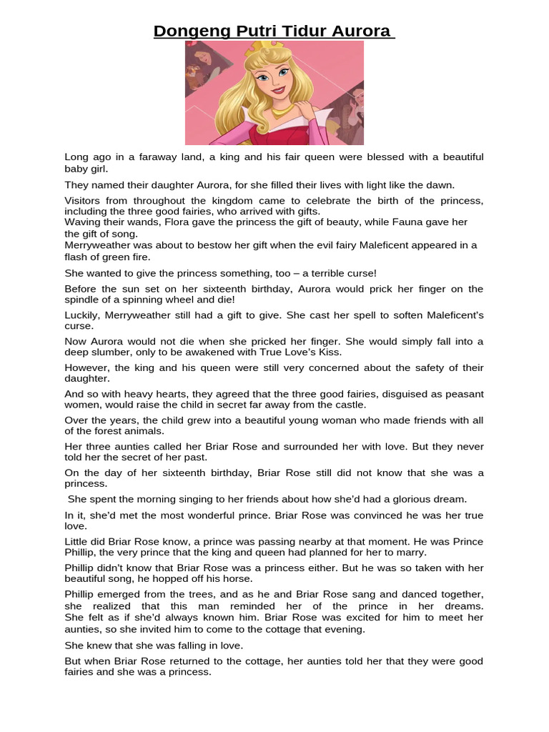 Cerita Putri Tidur Aurora dalam Bahasa Inggris | PDF | Sleeping Beauty