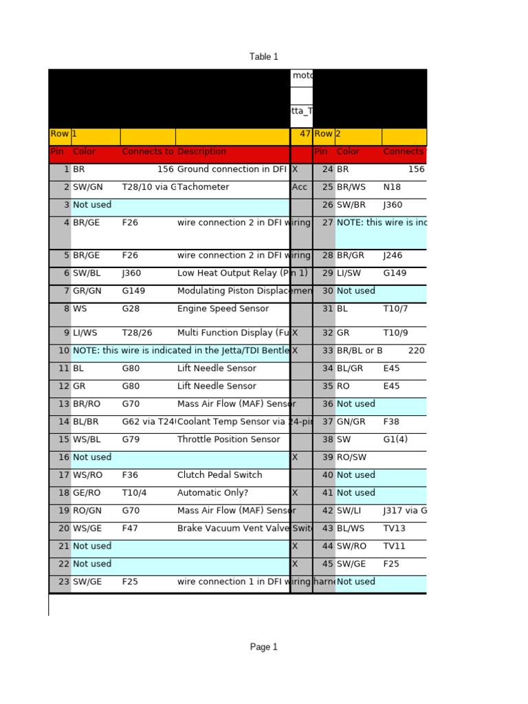 Master Wiring - Numbers | PDF | Throttle | Fuel Injection