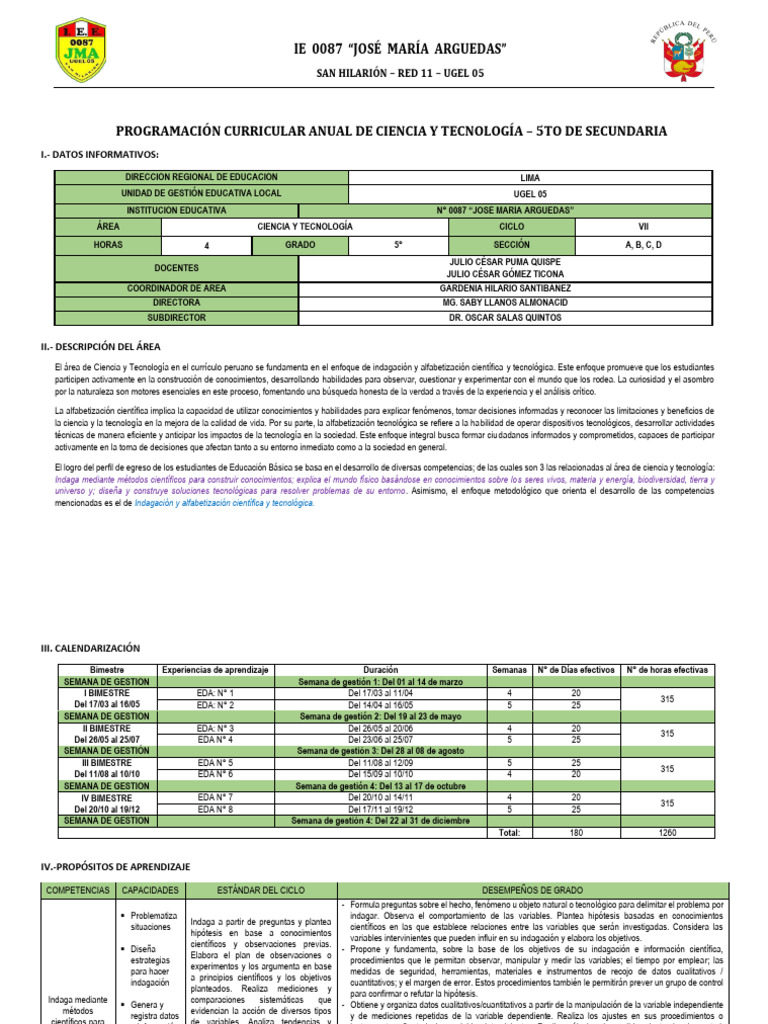 Programación Curricular Anual de 5to | PDF | Investigación cuantitativa | Medición