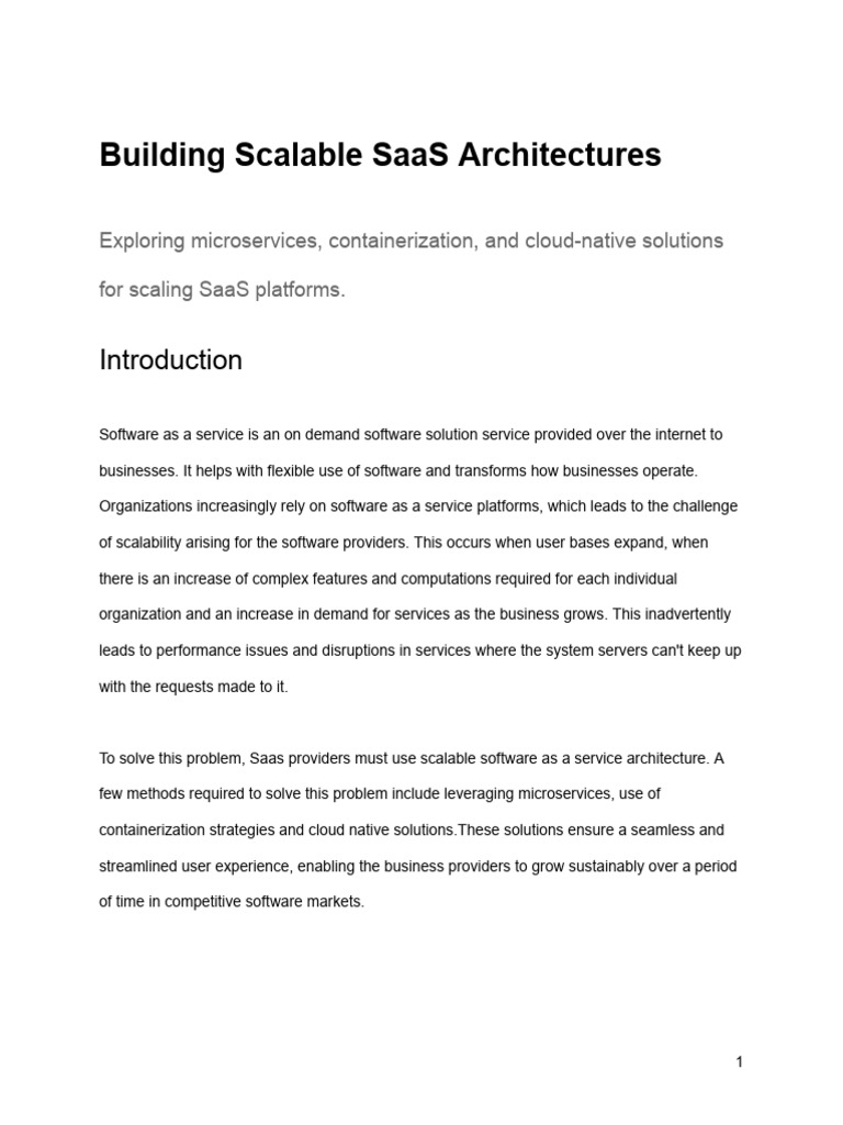 Building Scalable SaaS Architectures | PDF | Cloud Computing | Software As A Service