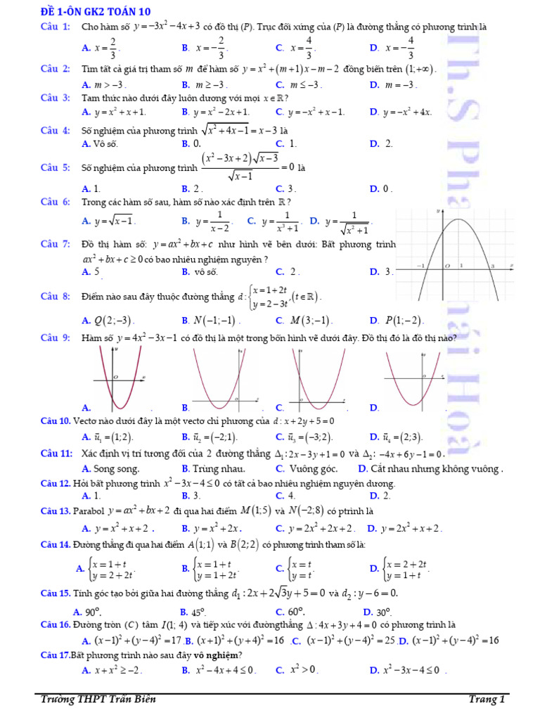Toán10 deGK2 ĐỀ1 2025 | PDF