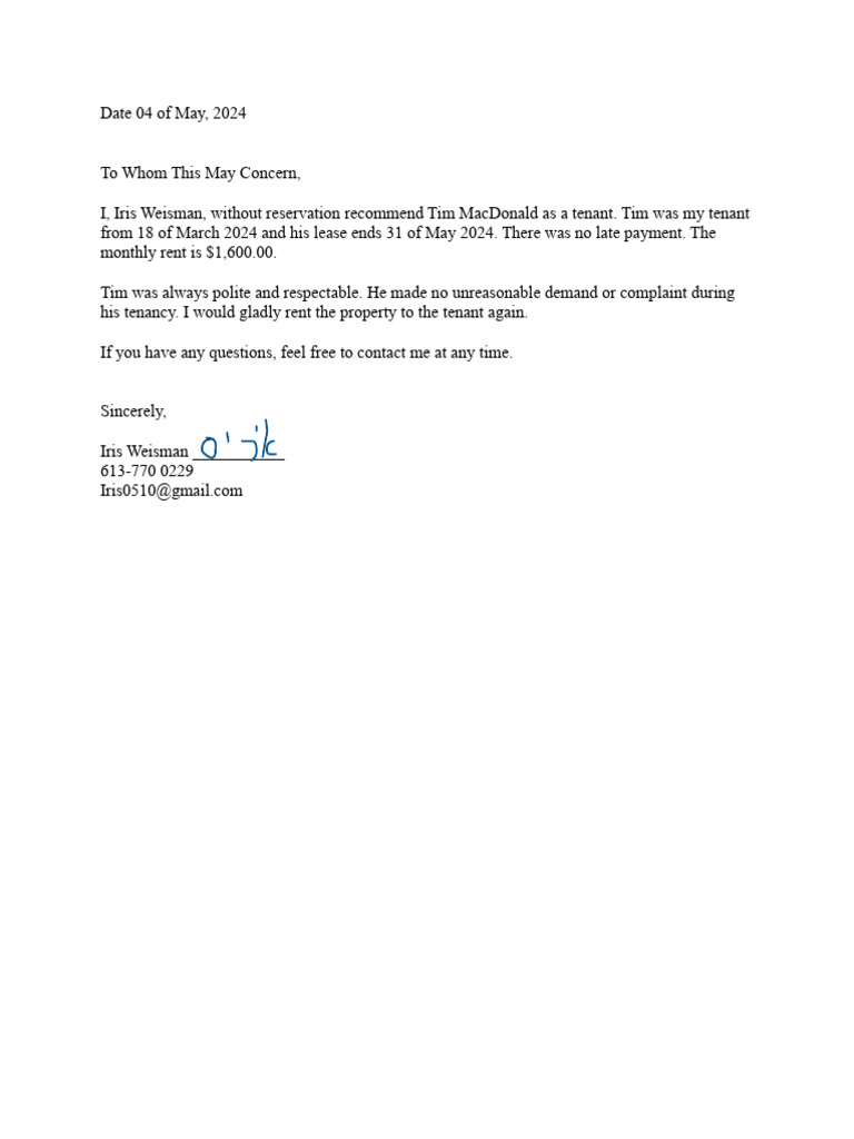 Reference Letter | PDF