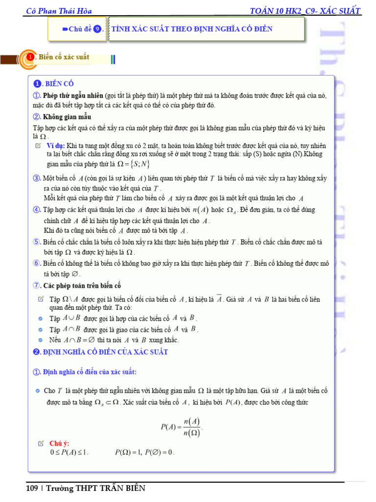 10 - TLHK2 C9 XÁC SUẤT - CTM | PDF