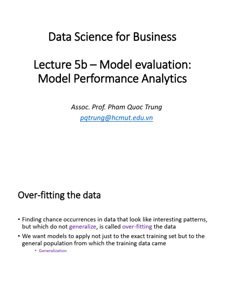 Lecture 5b Model Performance Analytics Pdf Cross Validation