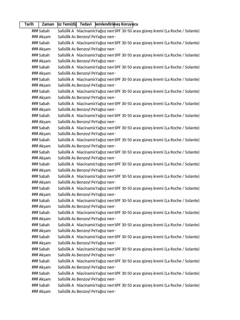 Gunluk Cilt Bakim Plani | PDF