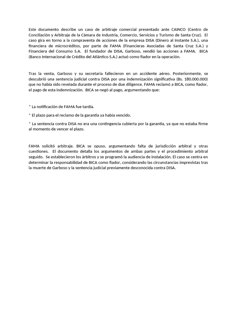 Caso Arbitraje | PDF