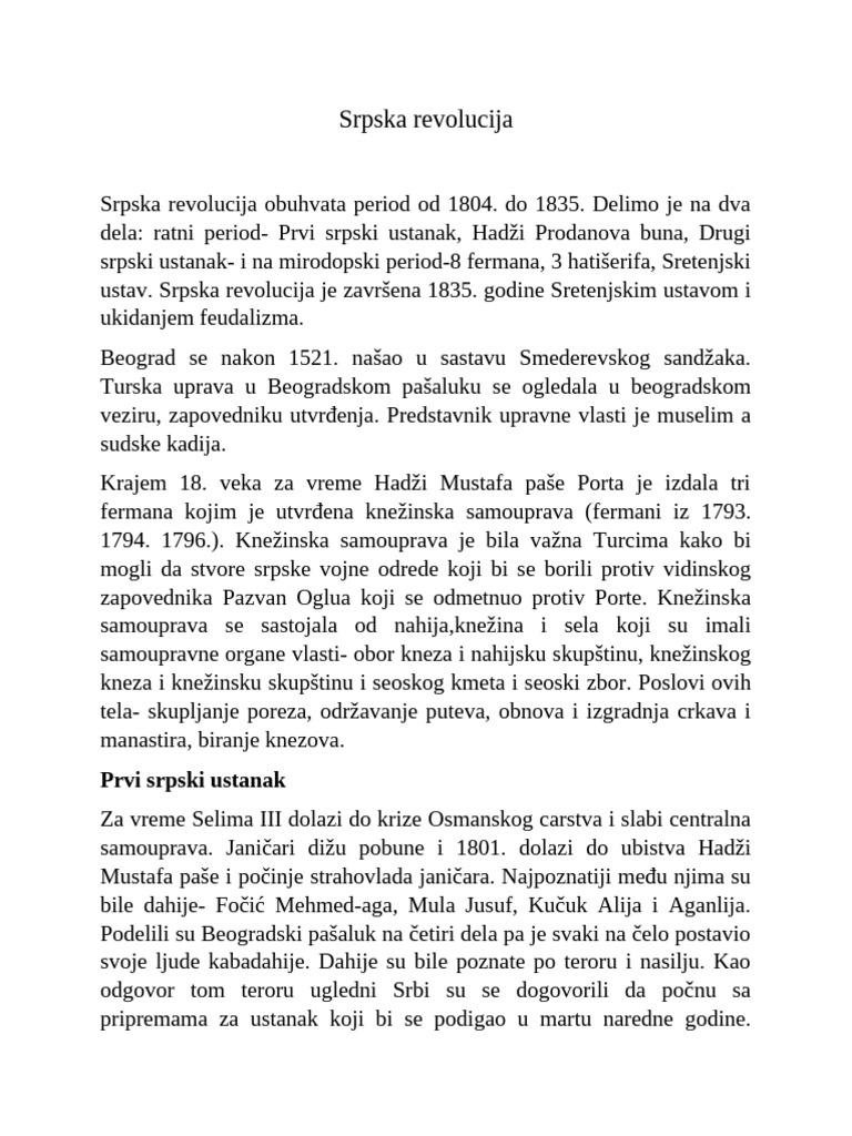 Srpska Revolucija | PDF