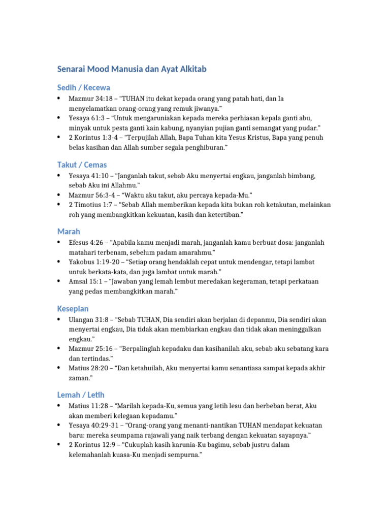 Senarai_Mood_dan_Ayat_Alkitab | PDF