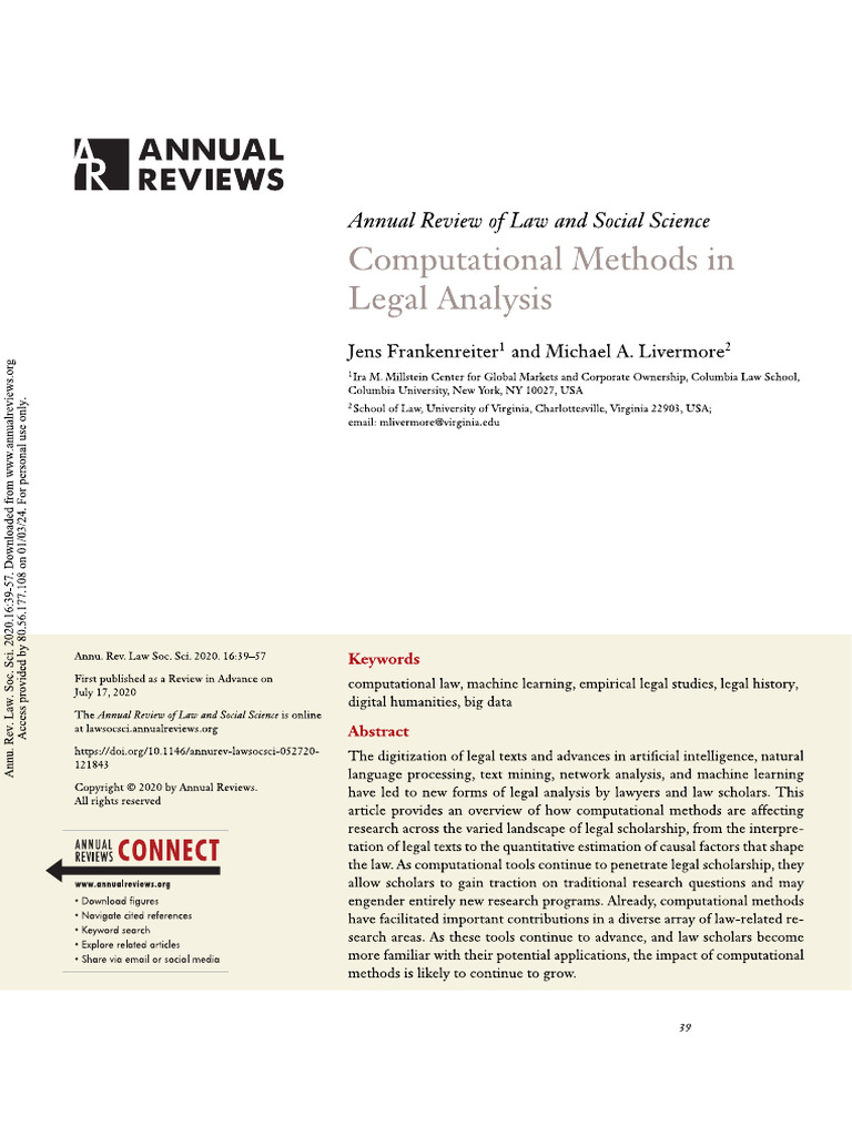 Computational Methods in Legal Analysis | PDF