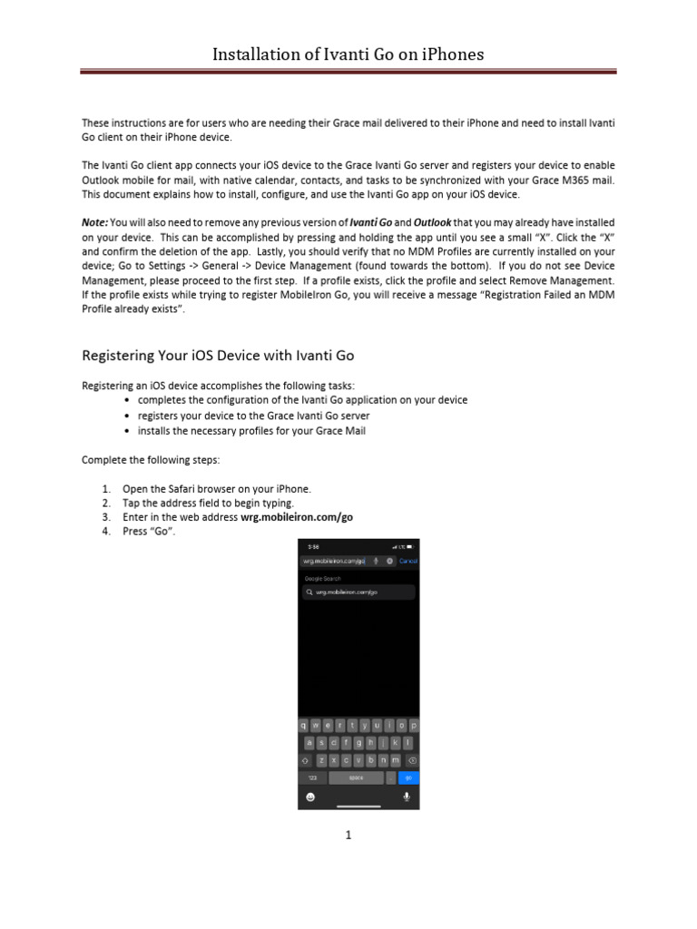 Installing Ivanti Go On iOS 2023 1 | PDF | Ios | Mobile App