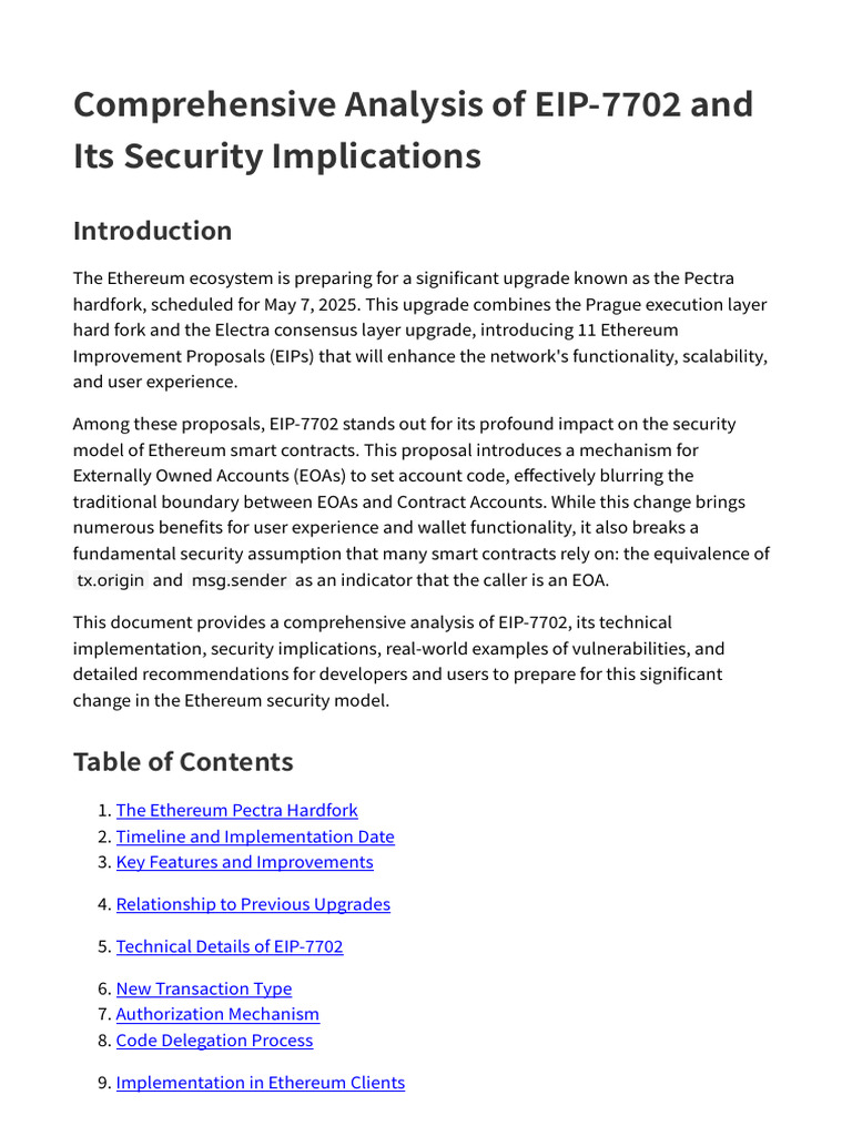 Comprehensive Analysis of EIP-7702 and Its Security Implications | PDF | Computer Security ...