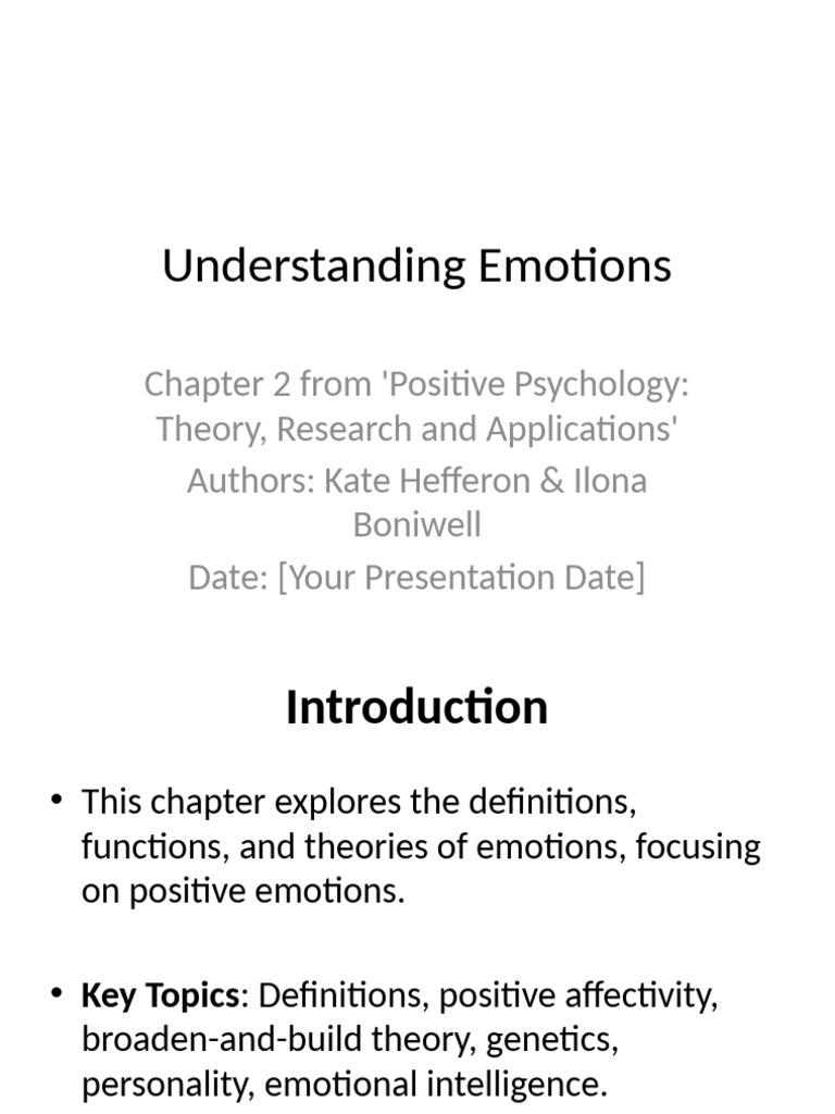 Understanding - Emotions - Chapter (2) Lectured BS 7th | PDF | Emotions ...