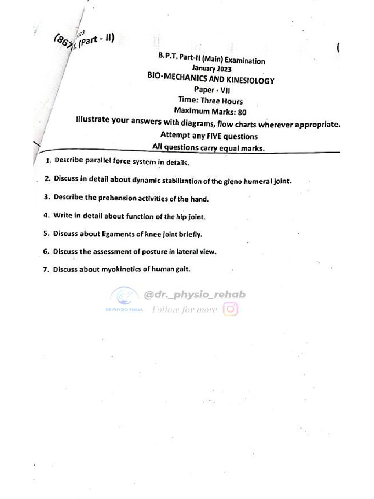 Biomechanics PYQ | PDF