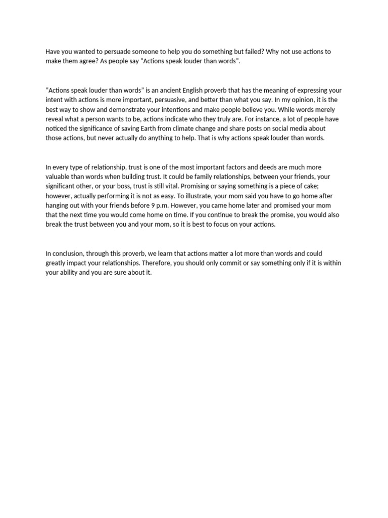 The Power of Actions Over Words | PDF