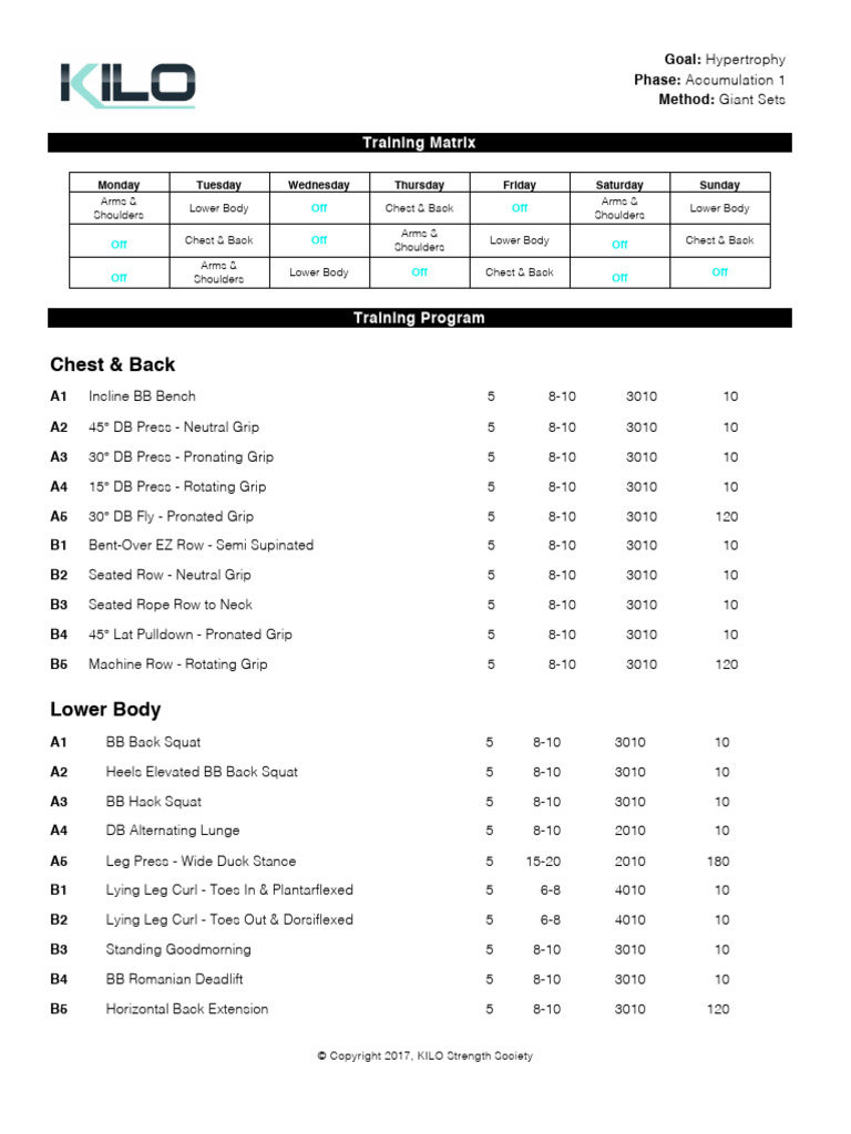 Kilo Strength Society - Hypertrophy1 | PDF | Anatomical Terms Of Motion ...