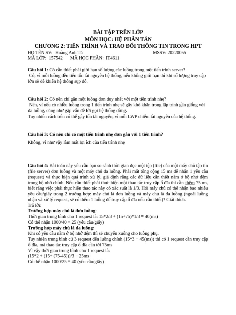 BTLT ch2 Tientrinh TDTT Vie HOANG ANH TU | PDF