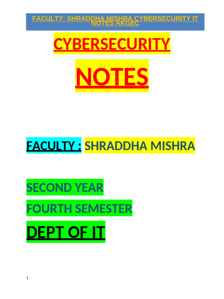 Cybersecurity Shraddha Notes | PDF | Cybercrime | Security