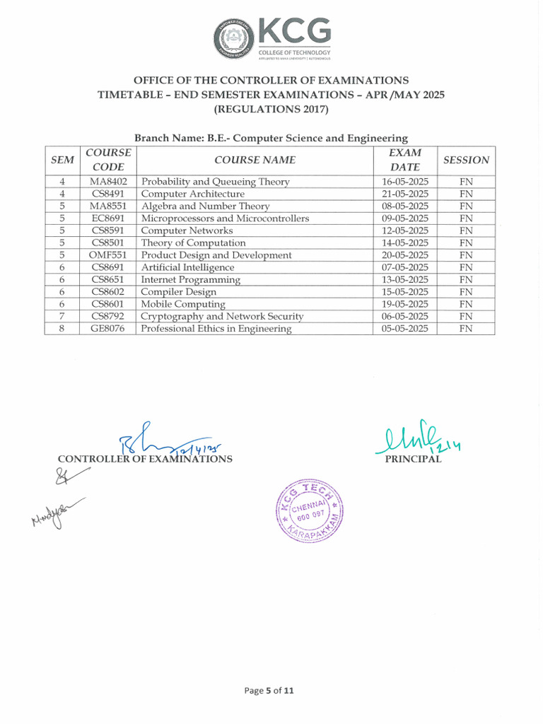 Regulation 2017 5 Cse Pdf