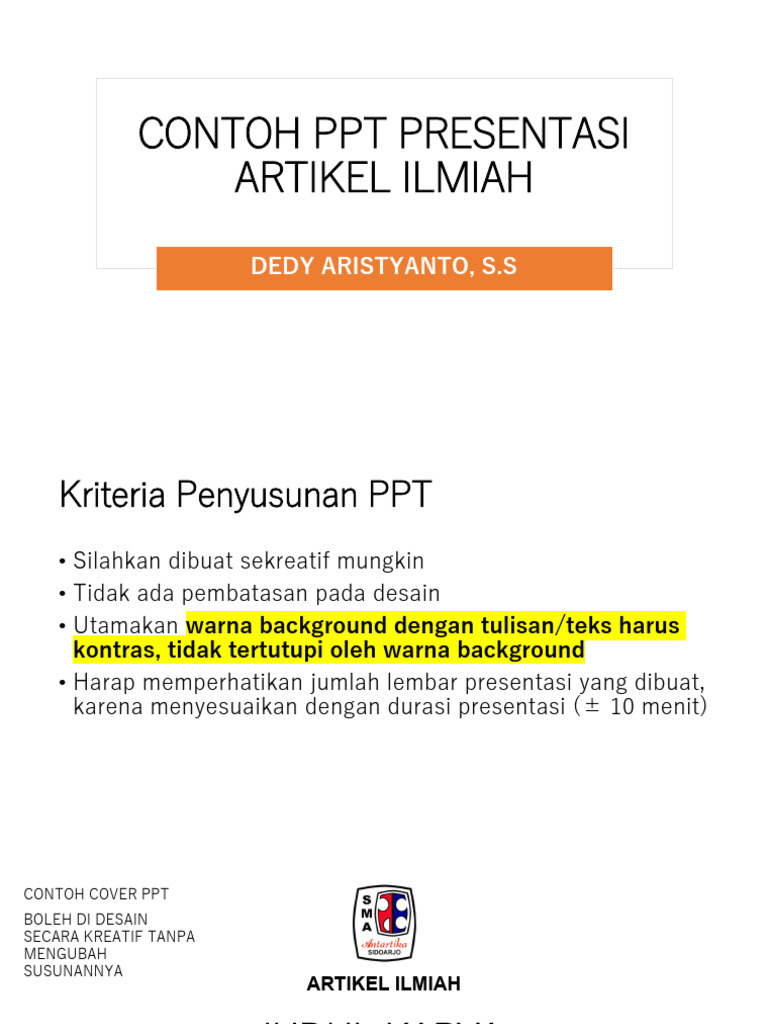 Contoh PPT Presentasi Ilmiah | PDF