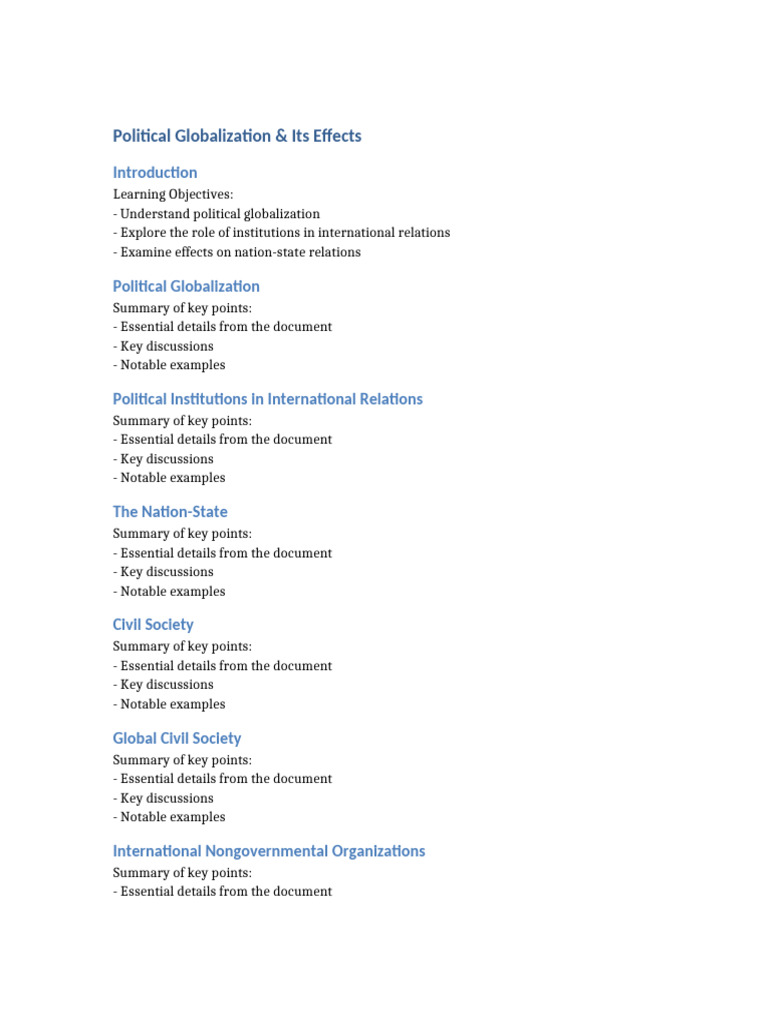 Political Globalization Report | PDF