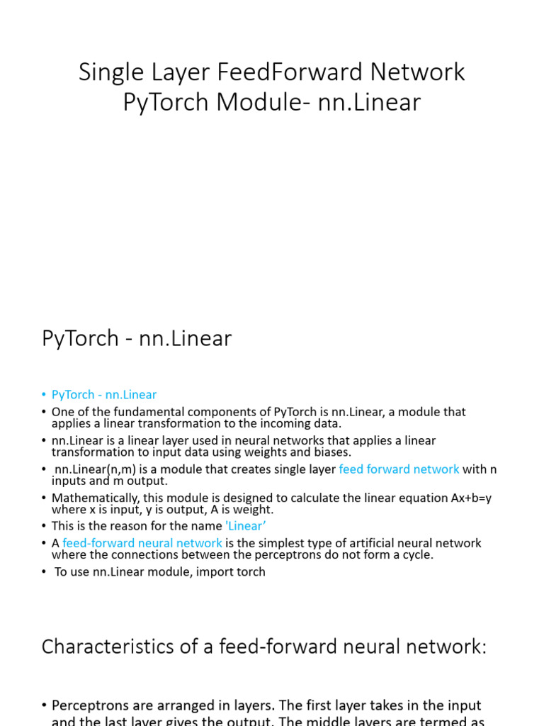 L5 Single Layer FeedForward Network NN - Linear | PDF | Linear Map | Algebra