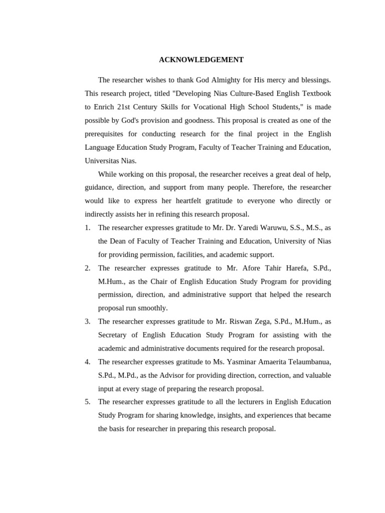 Acknowledgement Proposal Ecy | PDF | Learning | Cognition