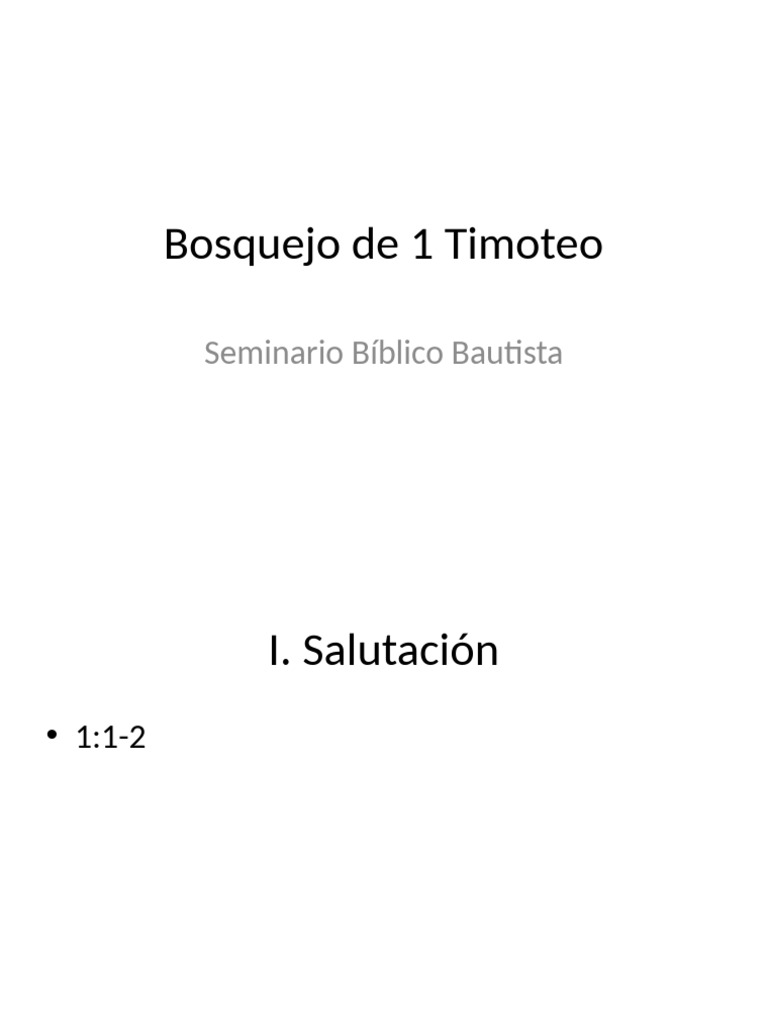 Bosquejo 1 Timoteo | PDF