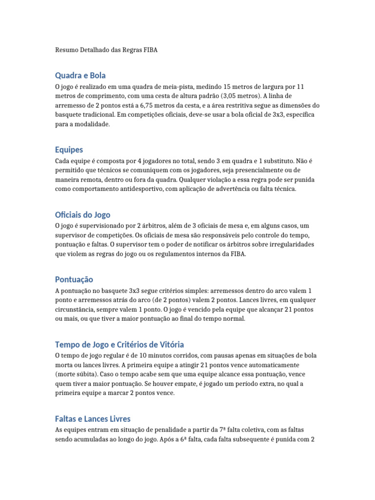 Regras do Basquete 3x3 FIBA Explicadas | PDF | Esportes
