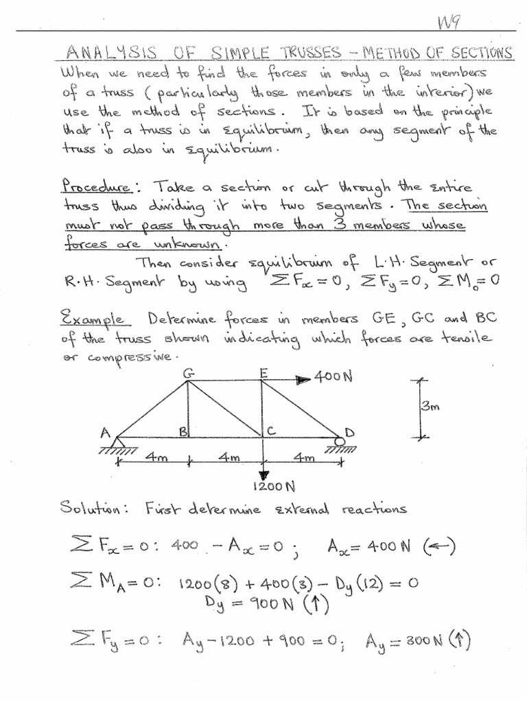 Analysis of Trusses - Method of Sections | PDF