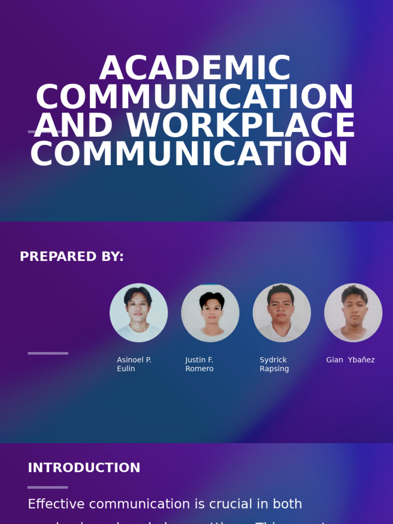 Academic Communication and Workplace Communication Presentation | PDF ...