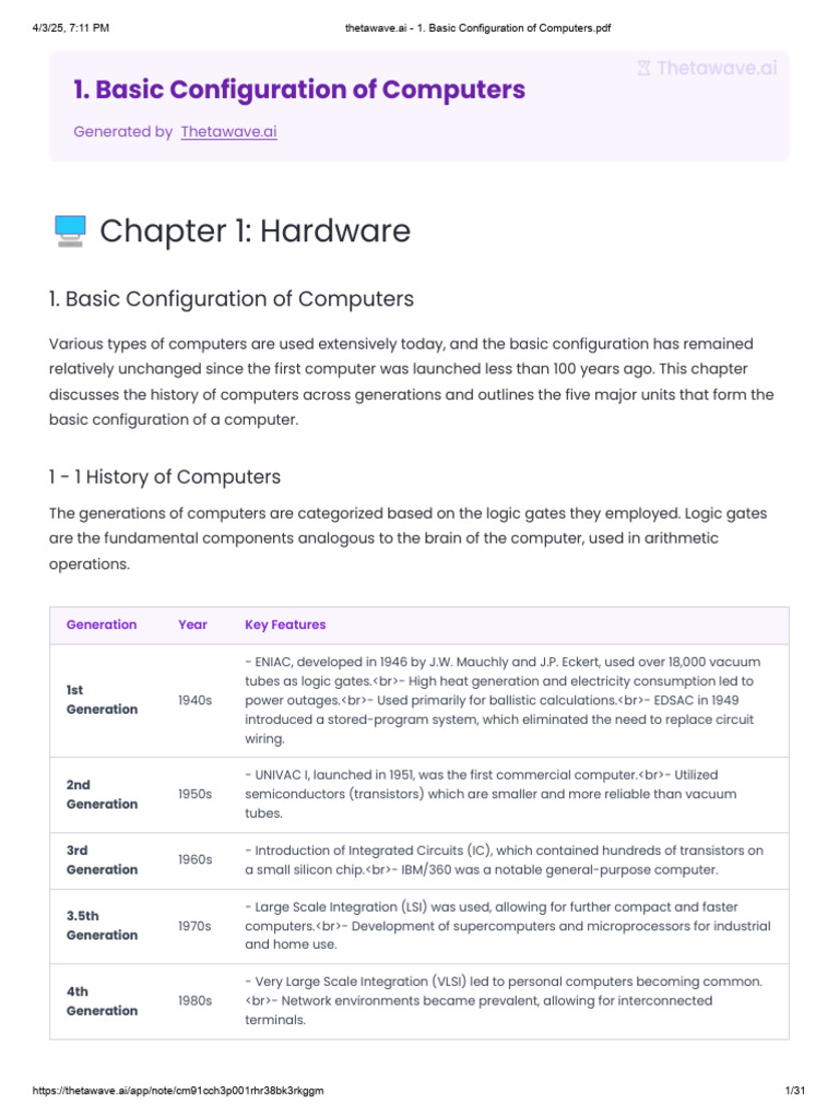 thetawave.ai - 1. Basic Configuration of Computers | PDF | Random Access Memory | Computer Data ...