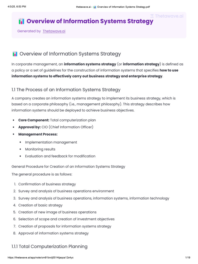 Information Systems Strategy Overview | PDF | Business Process Management | Net Present Value