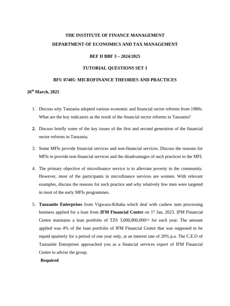 Microfinance Theories and Practices 2025 Bef and BBF | PDF | Microfinance | Loans