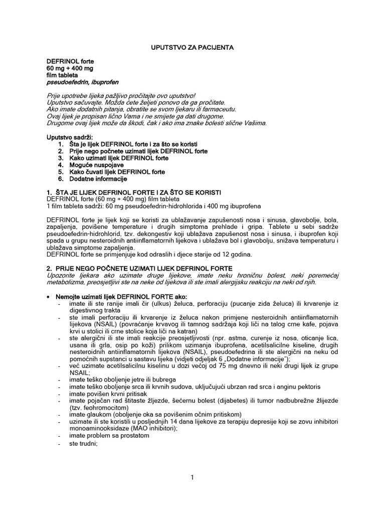 Defrinol Forte PN 0384 | PDF