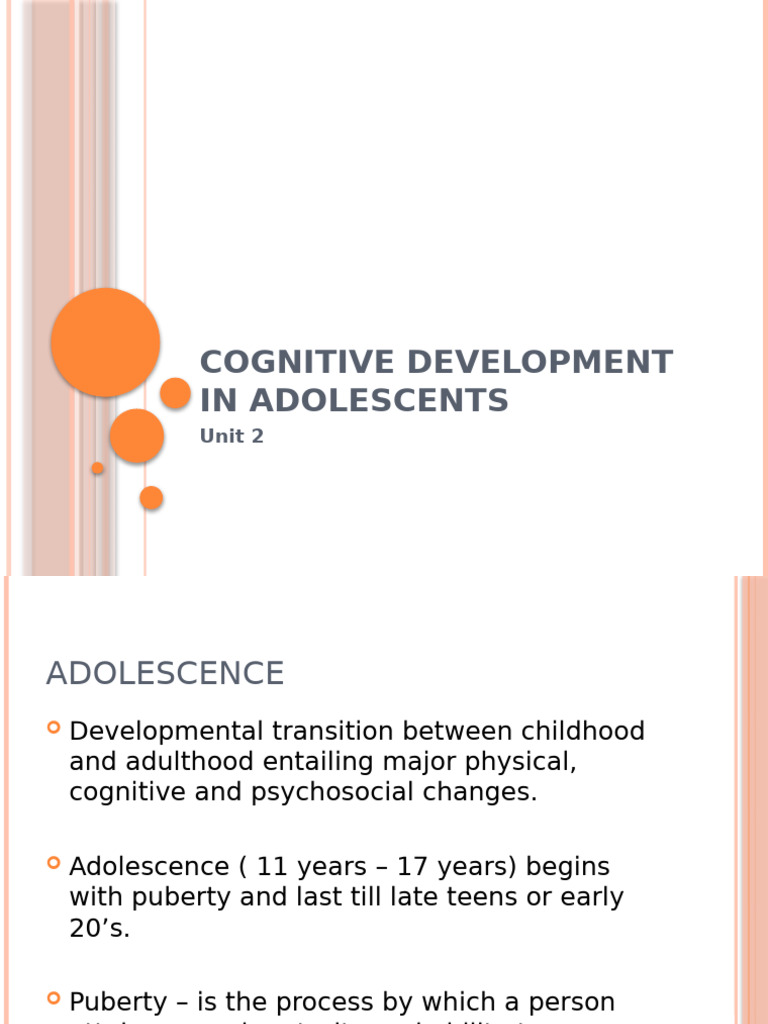 Cognitive Development in Adolescents | PDF | Adolescence | Self Efficacy