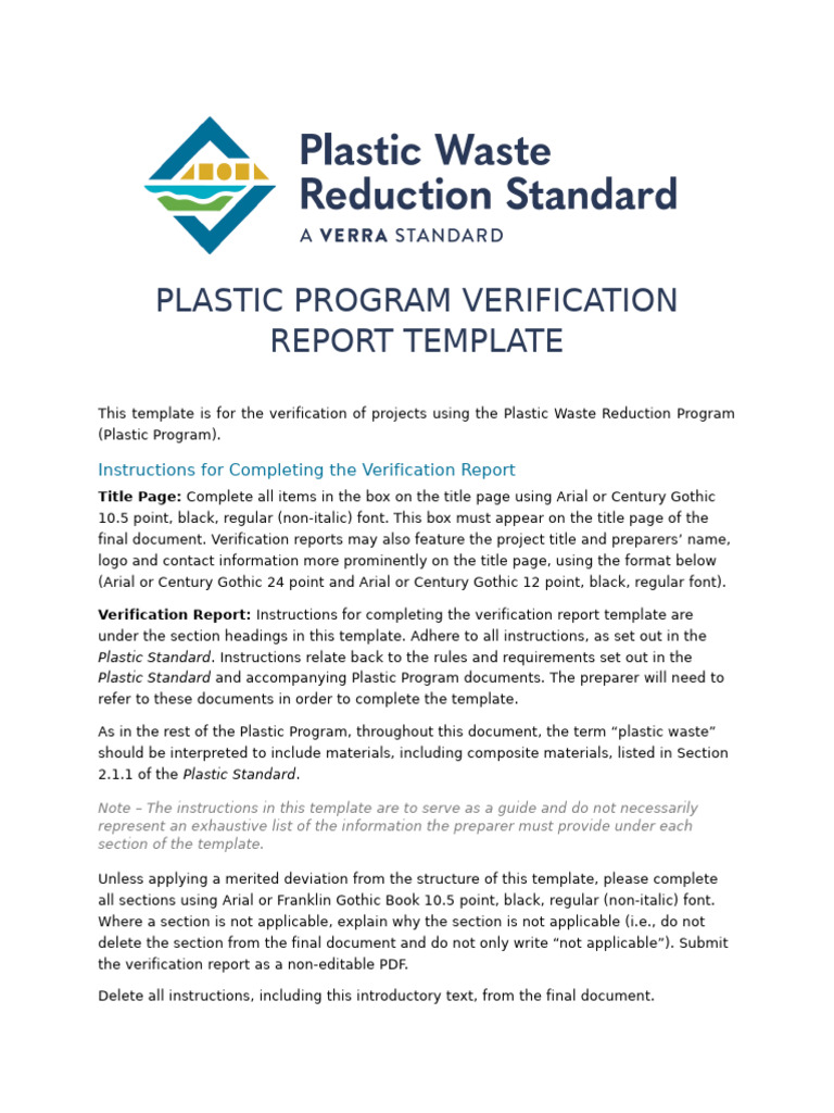Plastic Program Verification Report Template | PDF | Verification And ...
