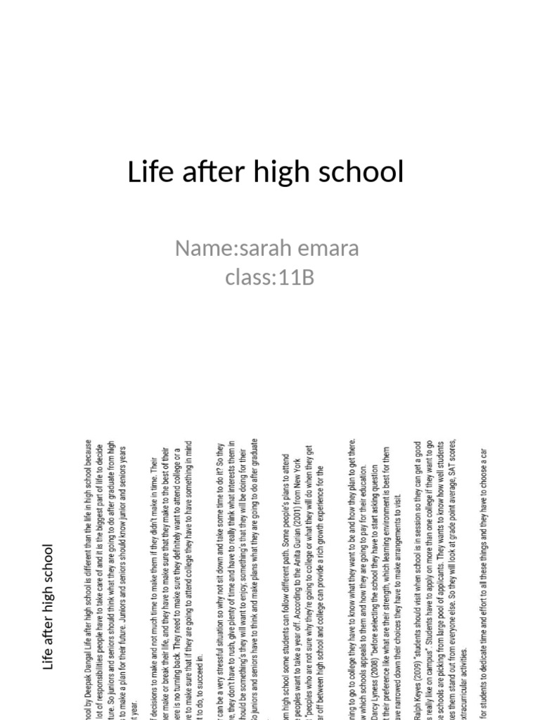 Life After High School: A Personal View | PDF