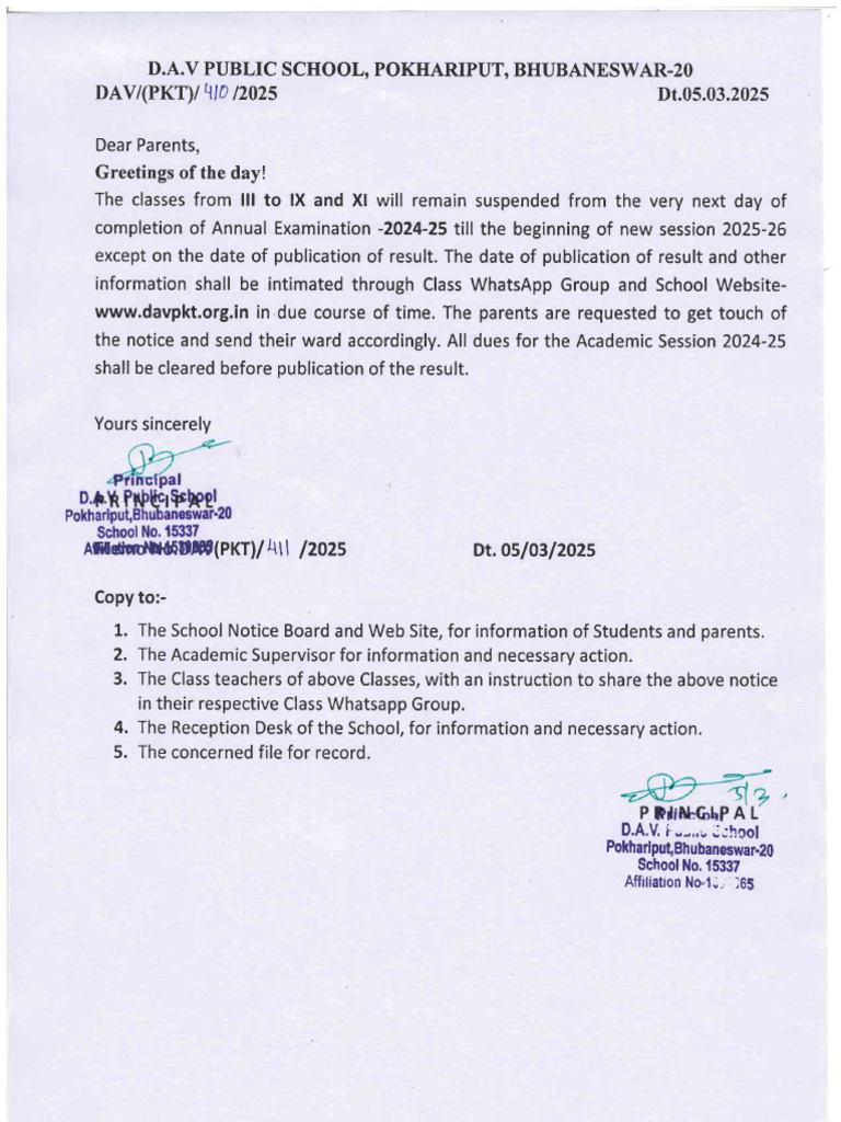 Class Suspension Notice for 2025-26 | PDF