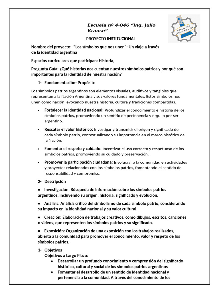 Proyecto Simbolos Patrios 2025 | PDF | Los símbolos | Nación